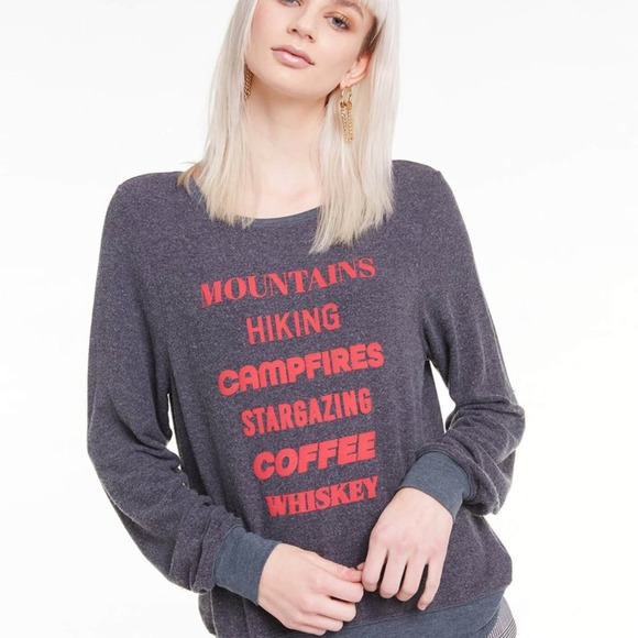 Wildfox | Tops | Nwt Wildfox Camp List Baggy Beach Jumper Grey Wred ...
